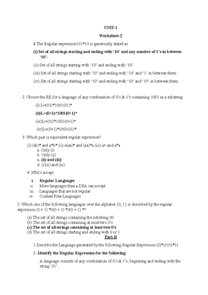 FLA UNIT-1 Worksheet ( Cintel) - SRM INSTITUTE OF SCIENCE AND ...