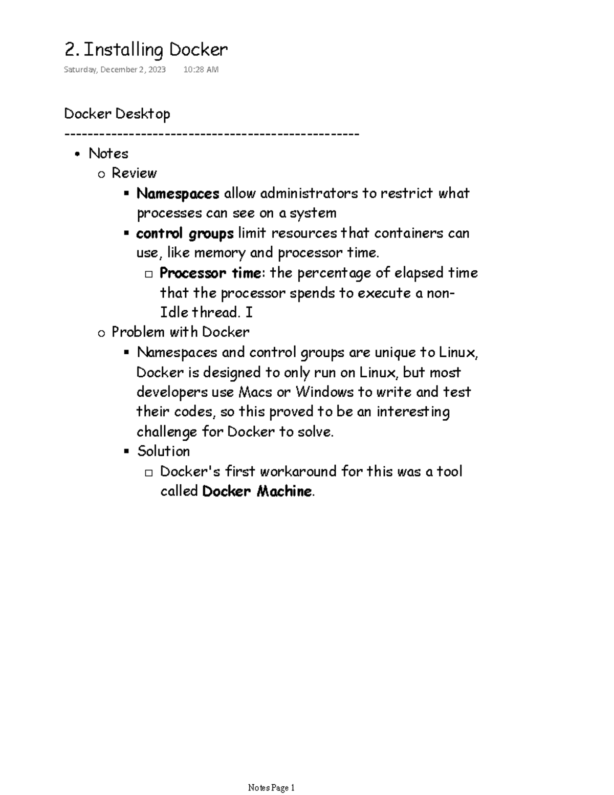 Learning Docker Notes Module 2 Docker Desktop Notes Review Namespaces Allow Administrators To