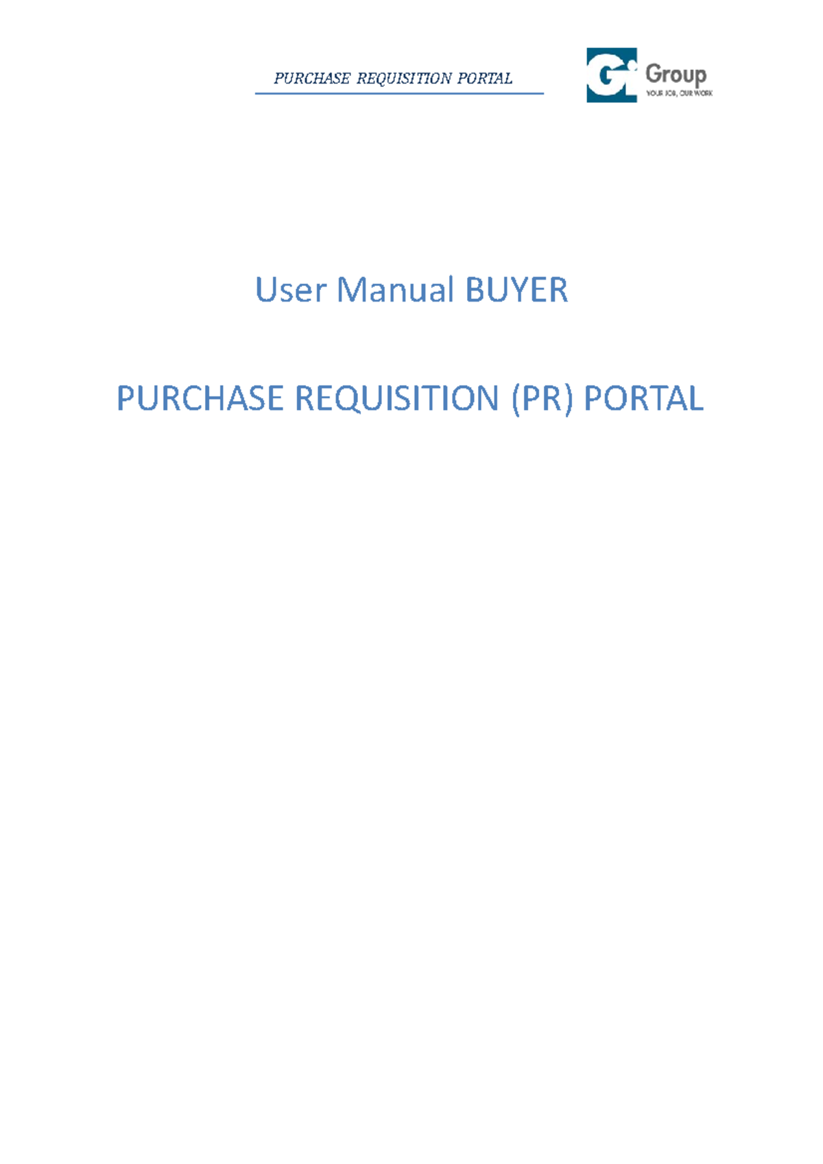 User Manual Buyer - User Manual BUYER PURCHASE REQUISITION (PR) PORTAL ...