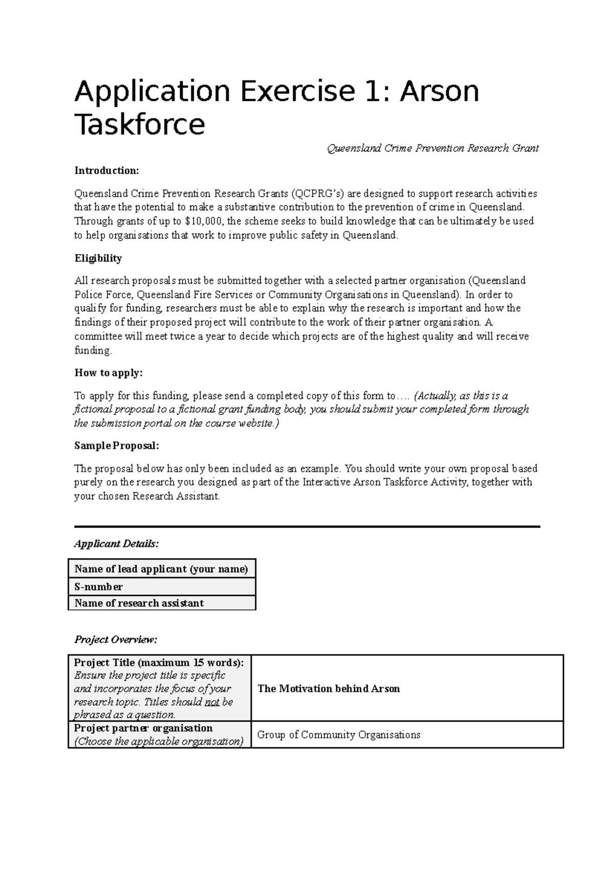 Application Exercise 1 - Through grants of up to $10,000, the scheme seeks to build knowledge ...