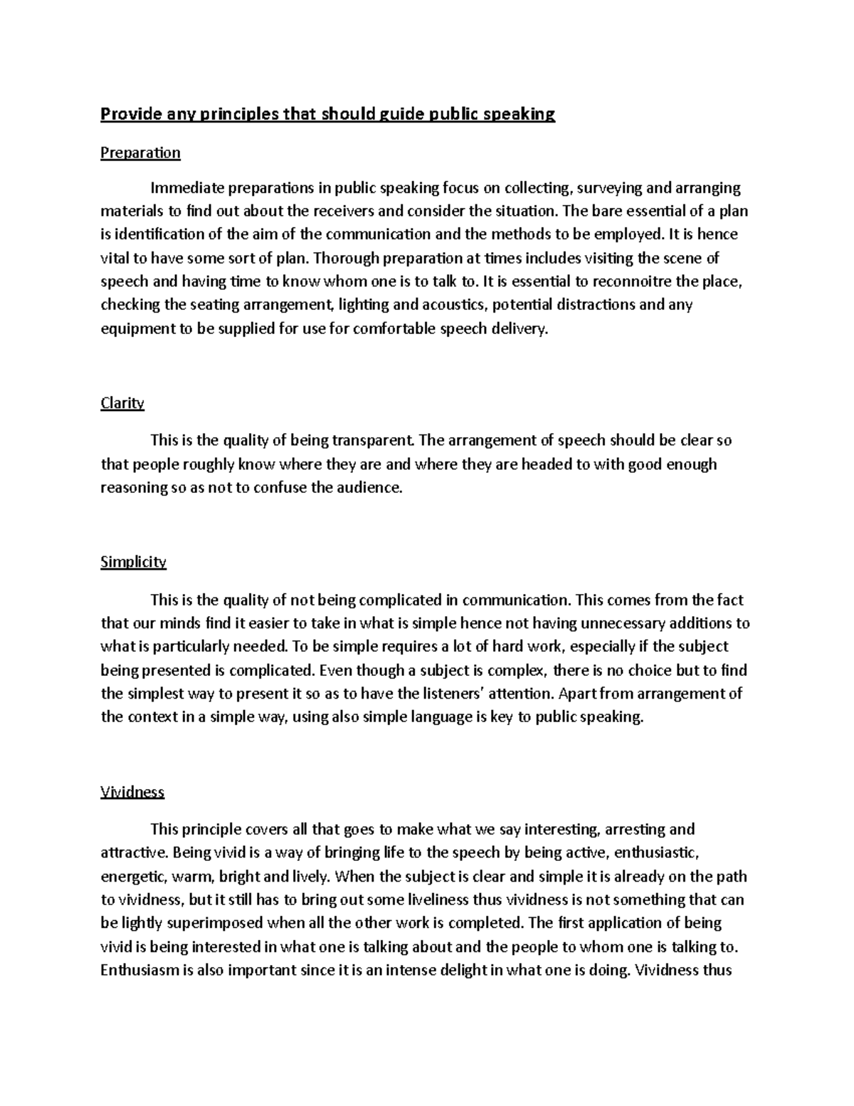 Principles that should guide public speaking - Provide any principles ...