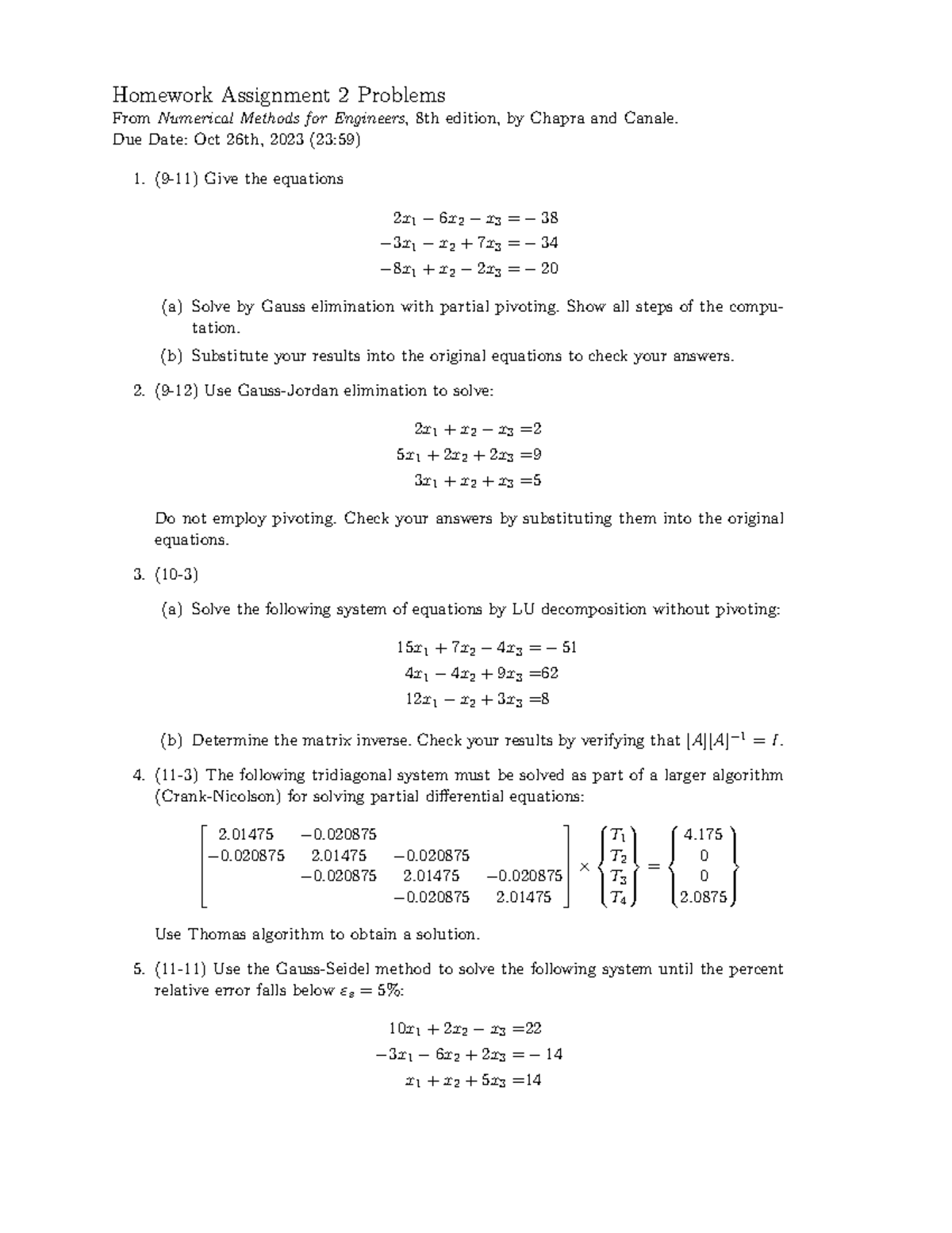 Assignment 2 - its asg_1 and asg_2 - Homework Assignment 2 Problems From Numerical Methods for ...