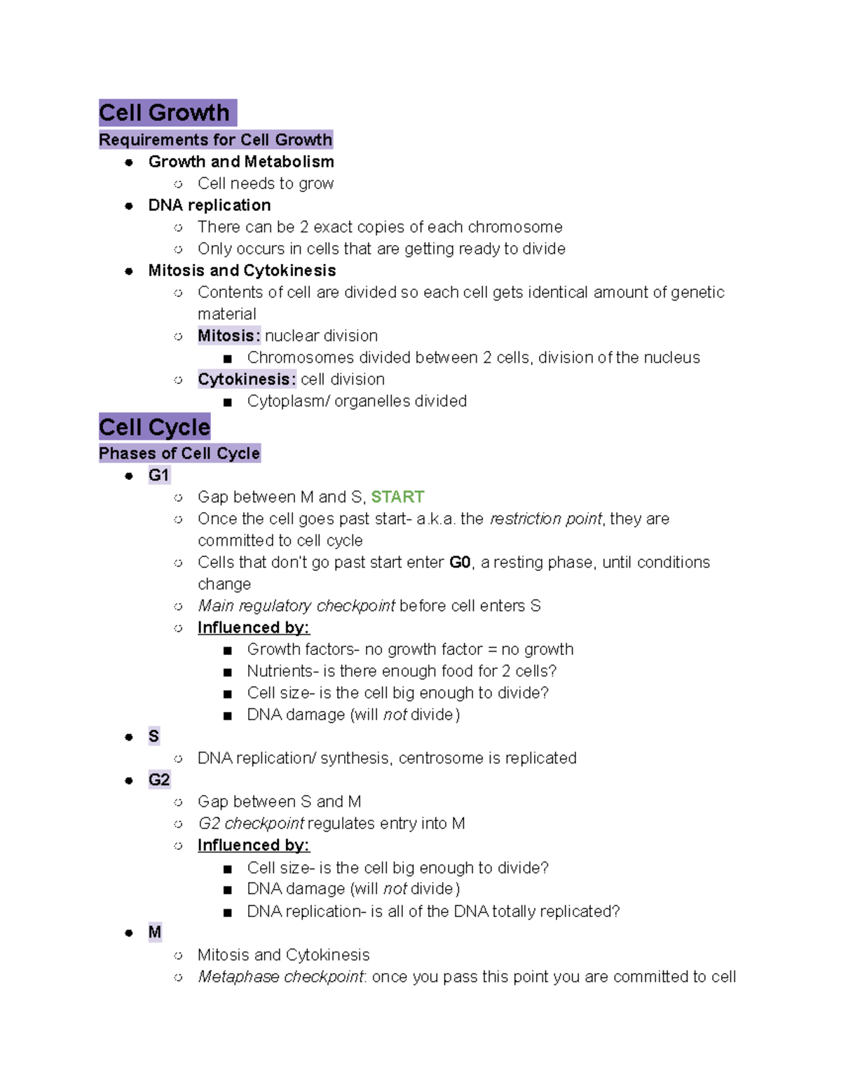 Cell cycle mitosis meiosis - Cell Growth Requirements for Cell Growth ...