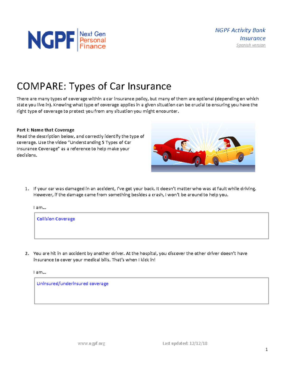 Types of Car Insurance - ngpf Last updated: 12/12/ 1 NGPF Activity Bank ...