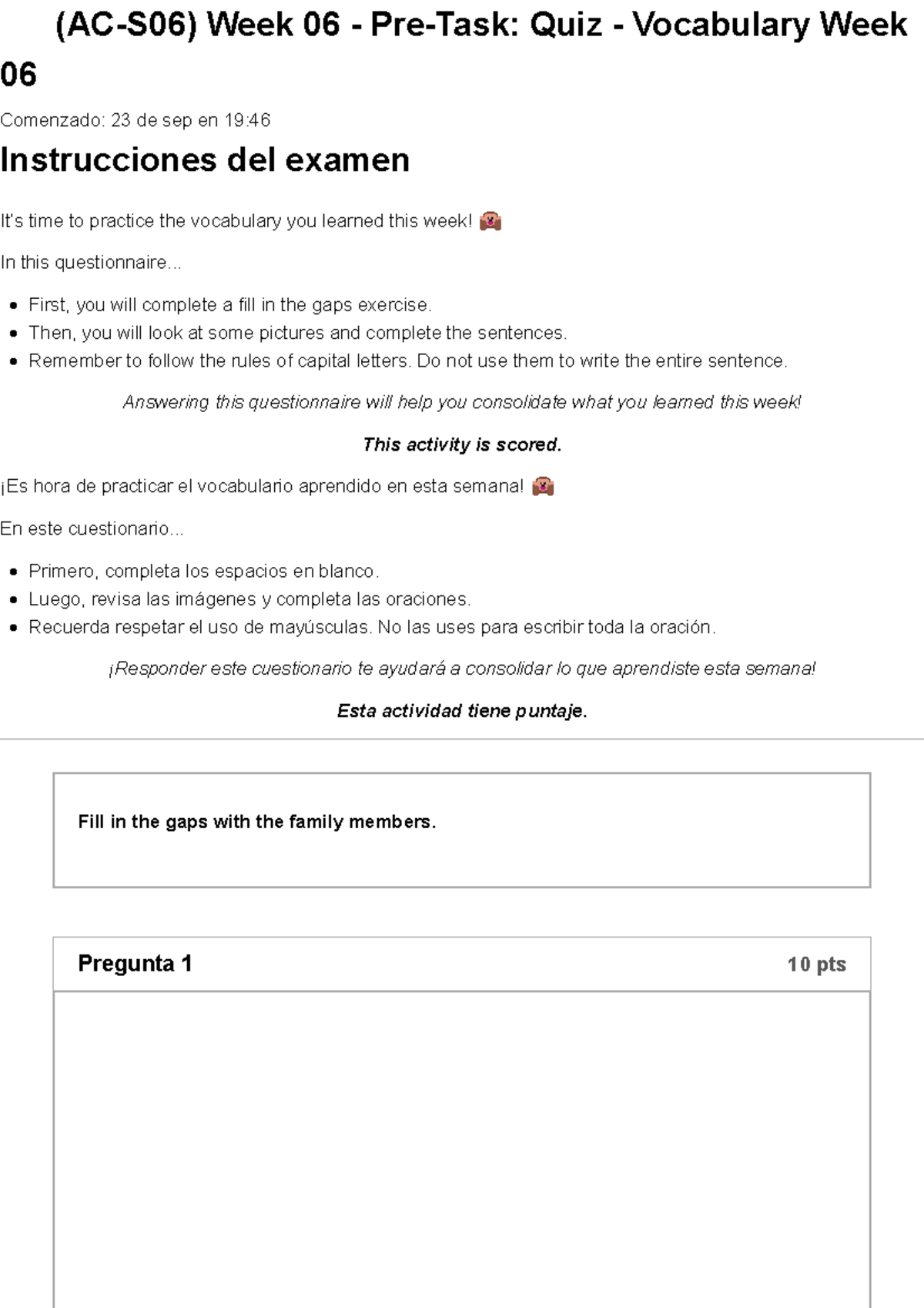 Examen 🔴 (AC-S06) Week 06 - Pre-Task Quiz - Vocabulary Week 06 - & (AC-S06) Week 06 - Pre-Task ...