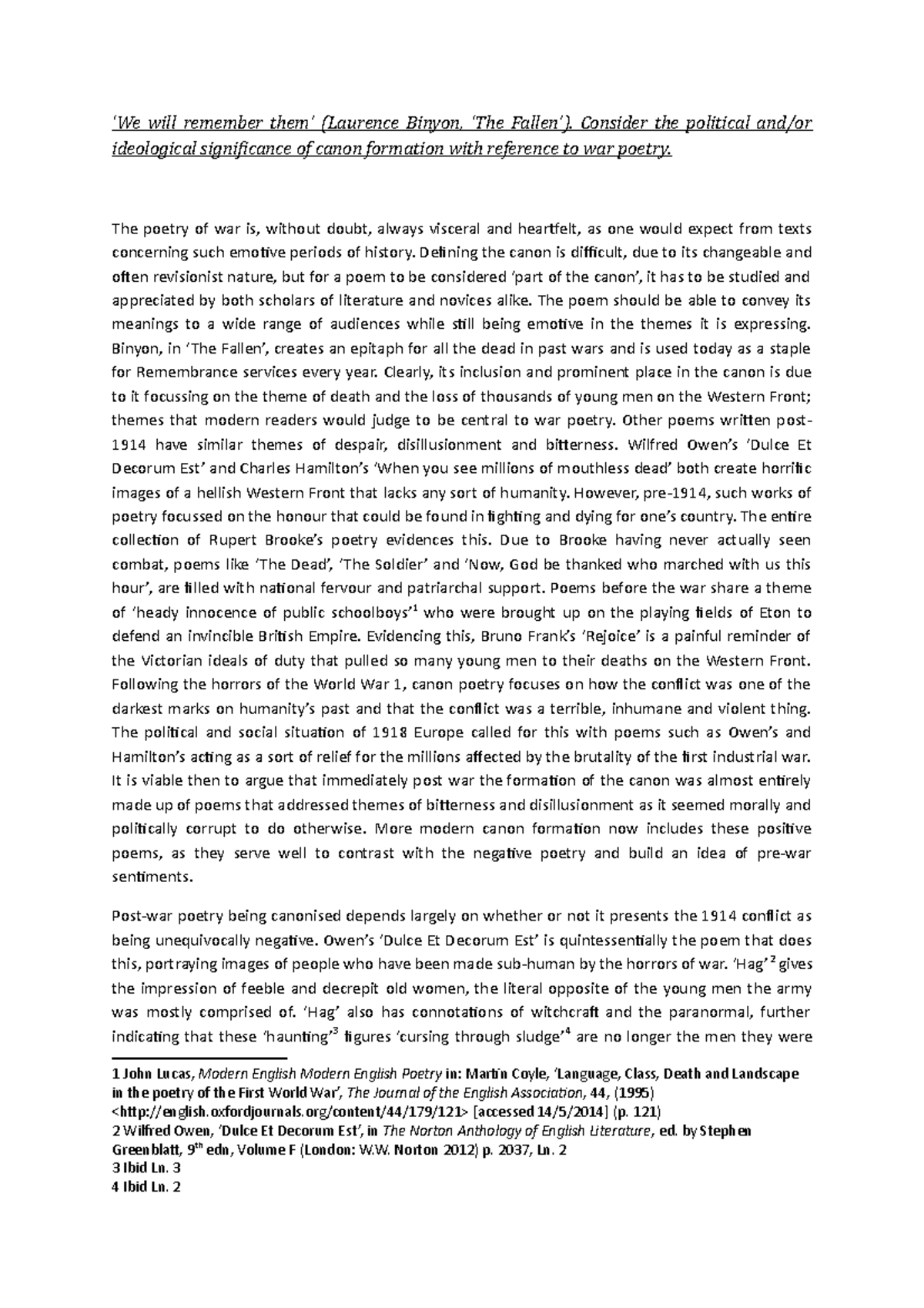 Essay : We Will Remember Them’ (Laurence Binyon, ‘The Fallen’), War ...