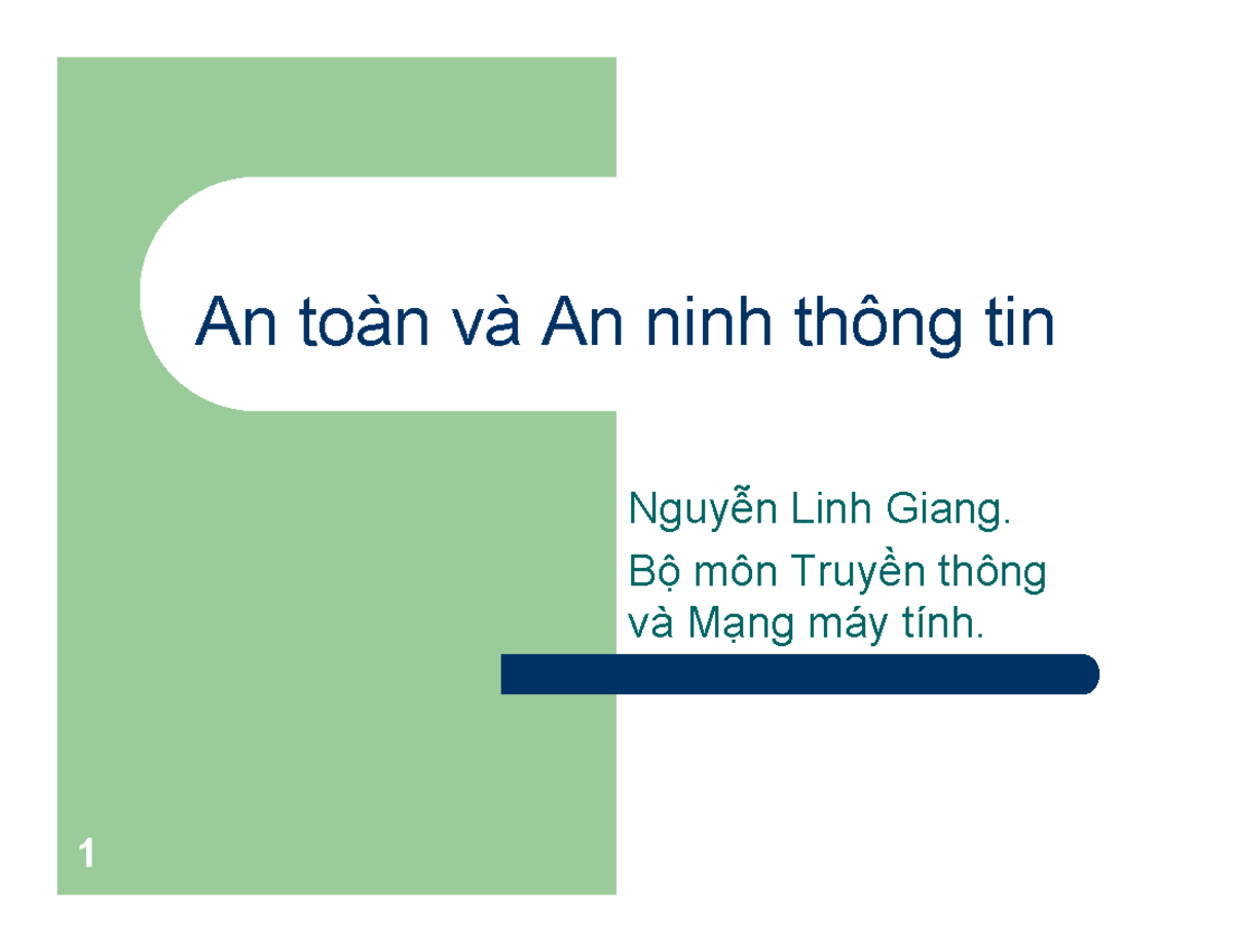 An toan TT - Network and System Security - An toàn và An ninh thông tin ...