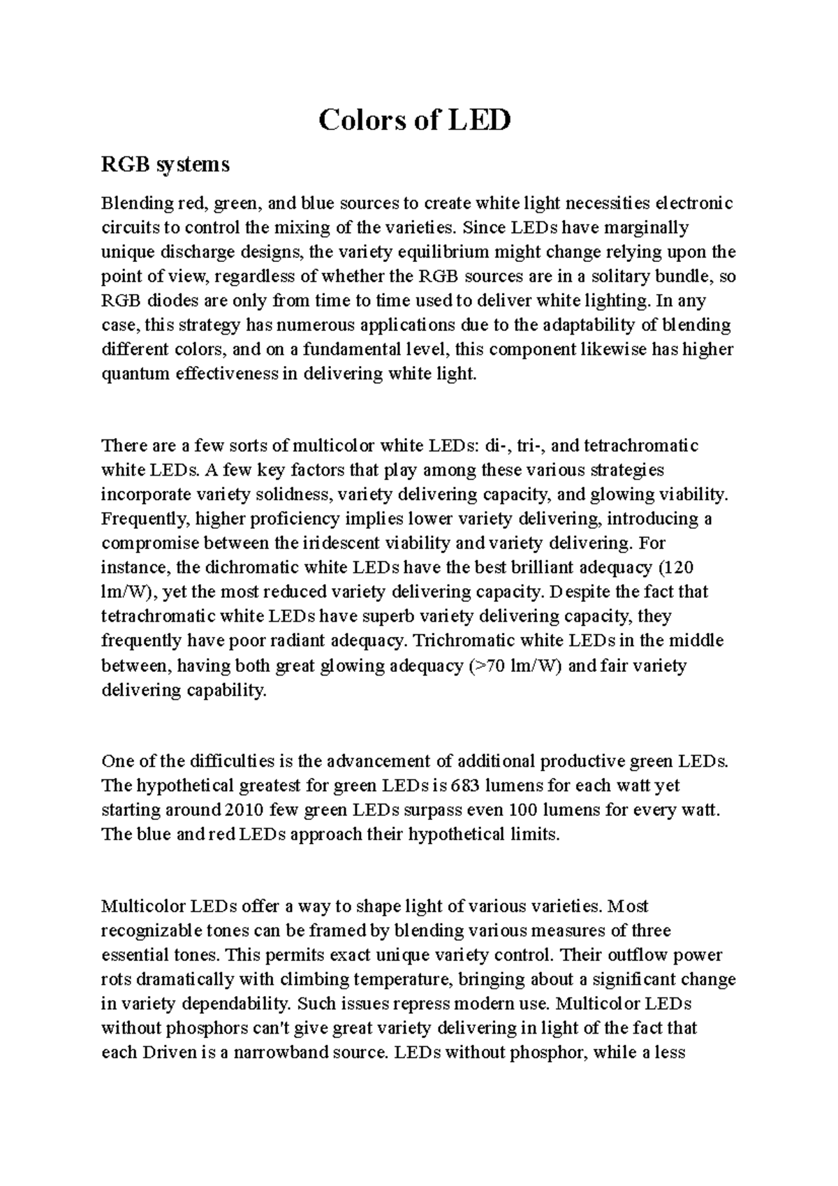 Colors of LED1- Ifah - Colors of LED RGB systems Blending red, green ...