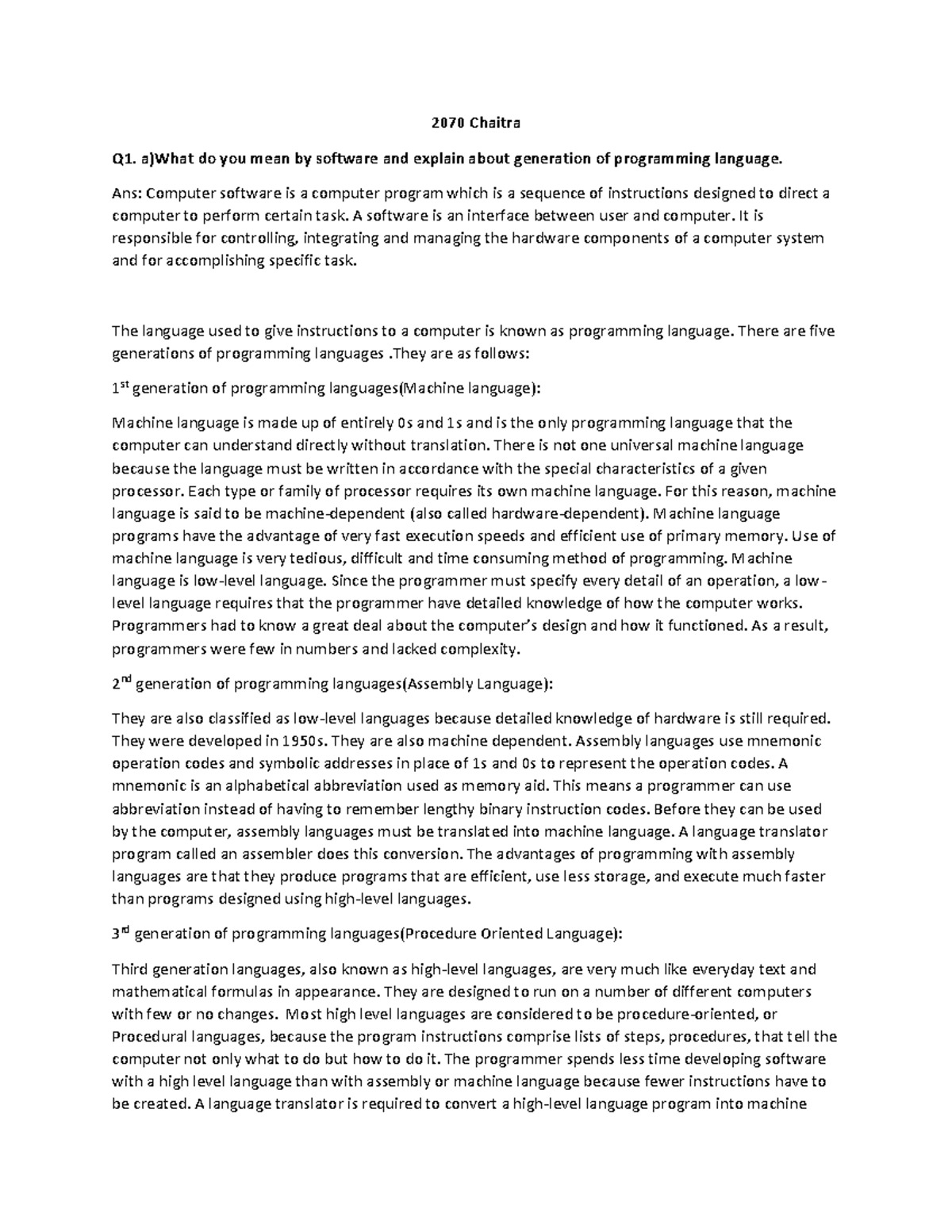 079bei 2070 chaitra-1 - past questions - 2070 Chaitra Q1. a)What do you ...