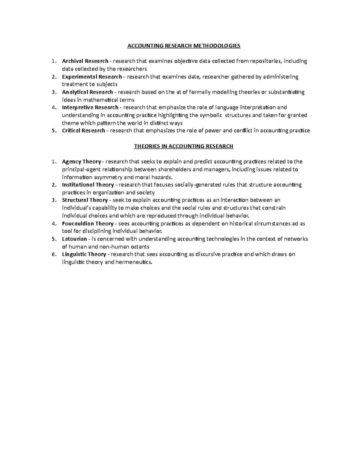 Accounting Research Methodologies - Bachelor of Science in Accountancy ...