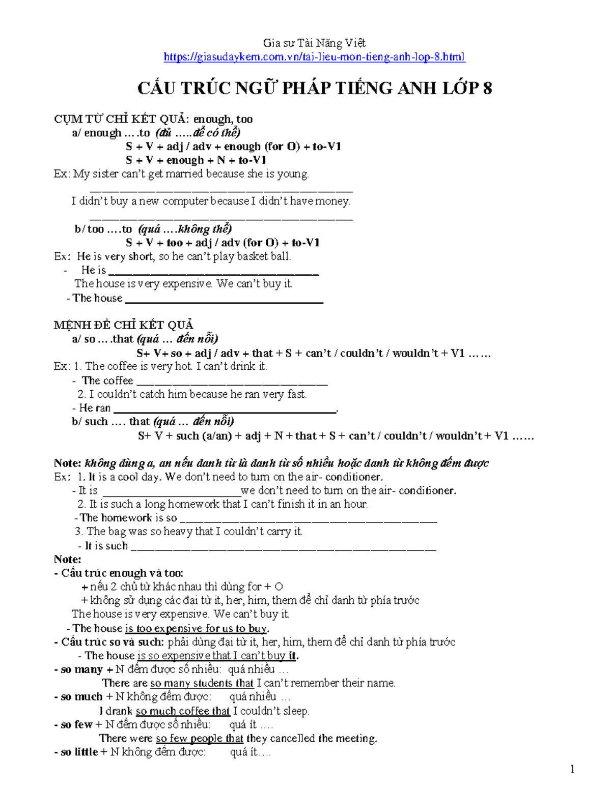 Cau truc ngu phap tieng anh lop 8 quan trong cac cau truc ngu phap tieng anh lop 8 quan trong ...