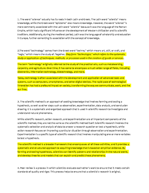 Science-and-Technology - Science and Technology 1. Where did the word ...