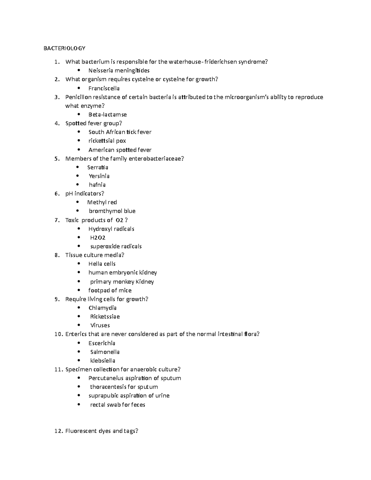 Bacteriology Questionnaires - BACTERIOLOGY What bacterium is ...