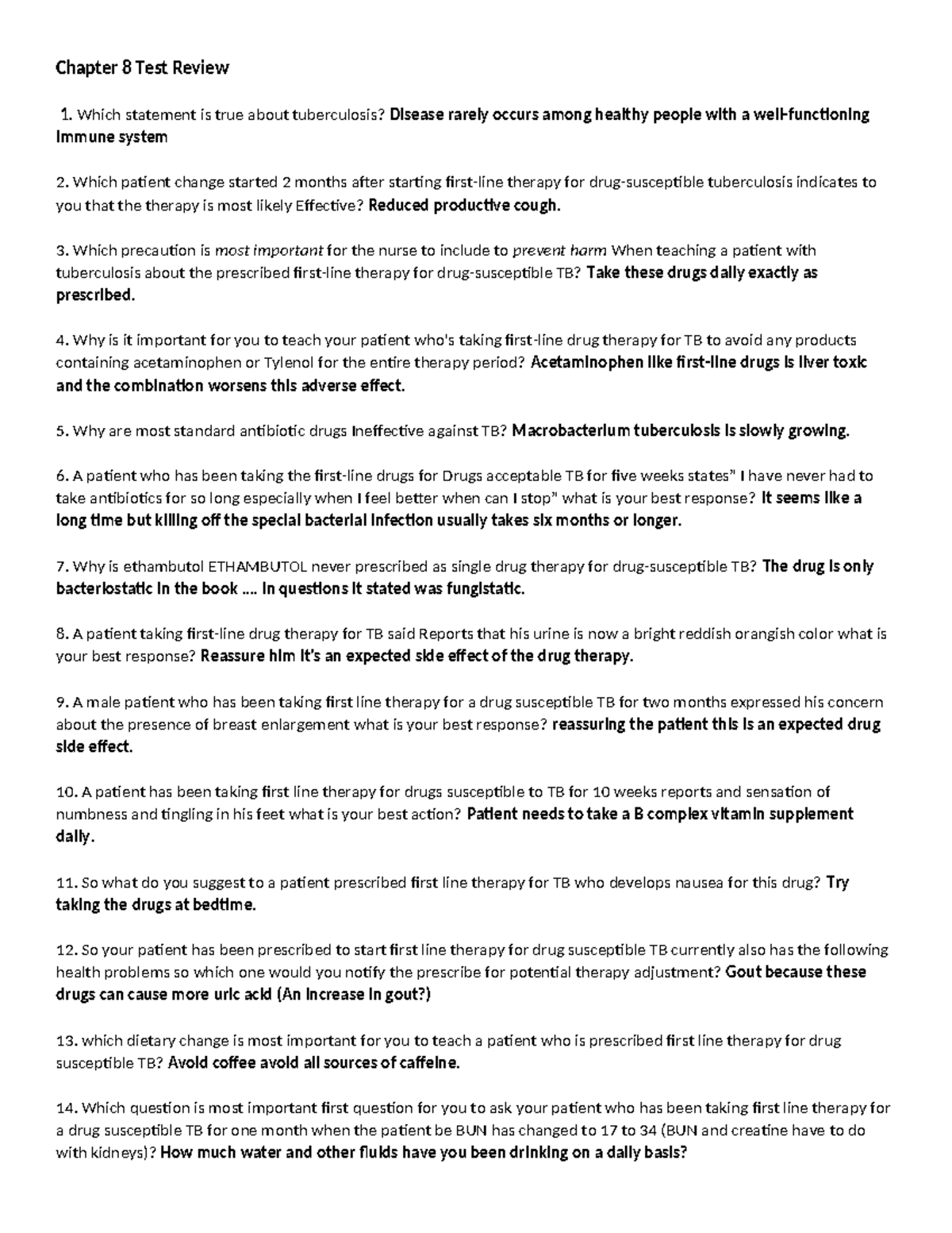 Pharmacology NUR 216 Chapter 8 Test Re - Chapter 8 Test Review Which ...