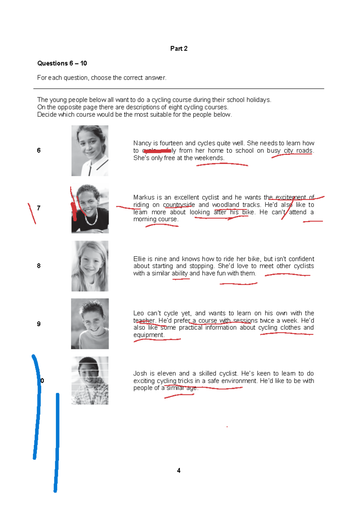 Sample - I don't know description - 4 Part 2 Questions 6 – 10 For each ...