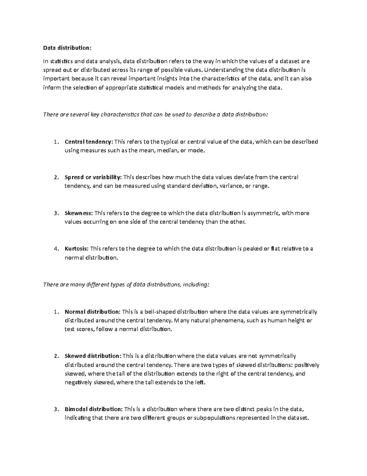 Data distribution - Understanding the data distribution is important ...