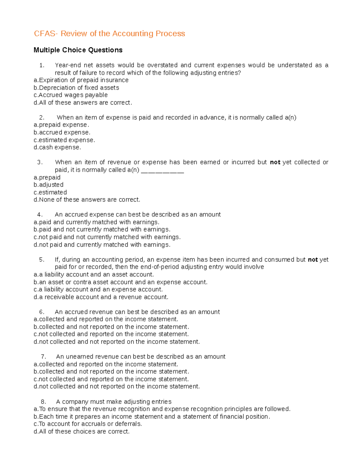 CFAS-MC ques.Review of the Acctg. Process - CFAS- Review of the ...