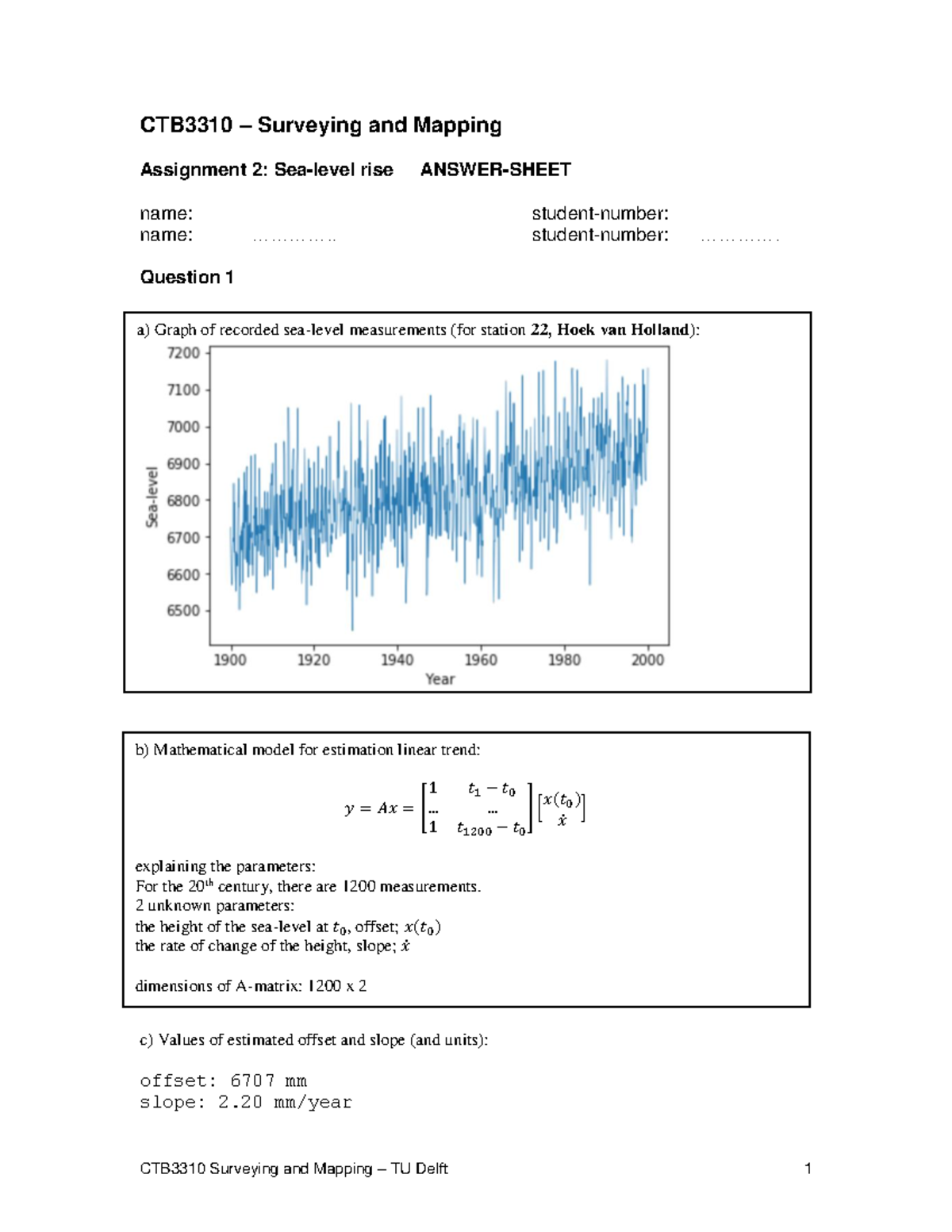 CTB3310 as2 - Uitwerking van assignment 2. - CTB3310 – Surveying and Mapping Assignment 2: Sea ...