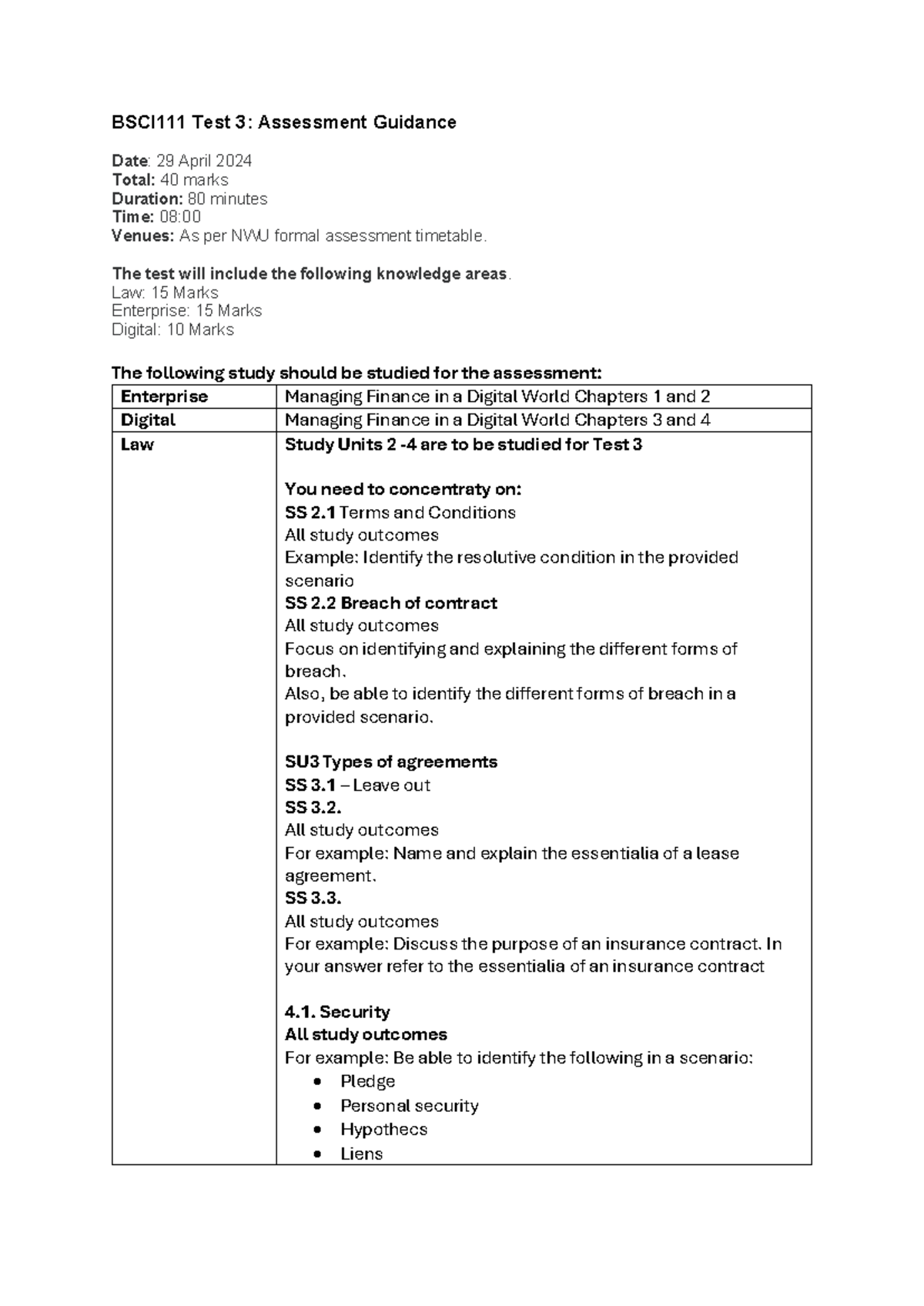 BSCI 111 Test 3 Guidance - BSCI111 Test 3: Assessment Guidance Date: 29 ...