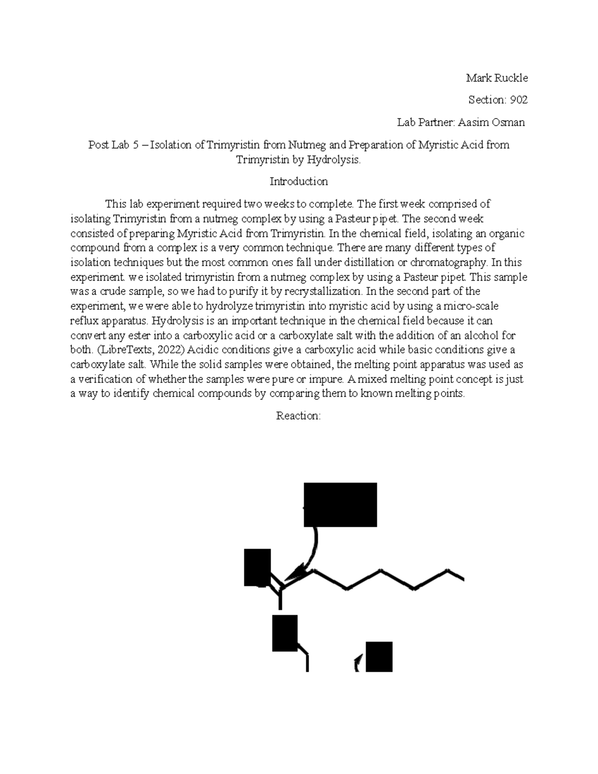 Post Lab 5 - Post Lab 5 Organic Chem 1 USF - Mark Ruckle Section: 902 ...