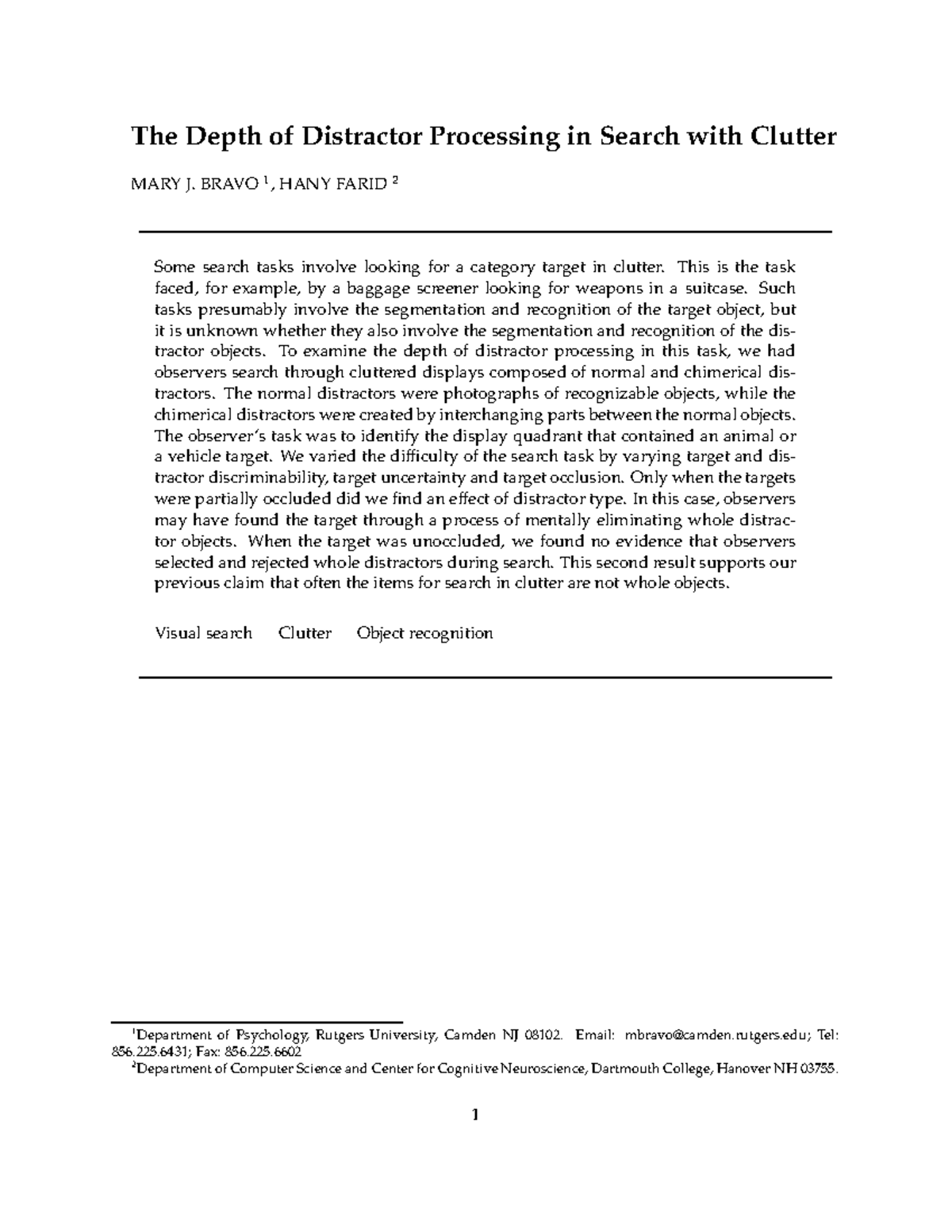 The depth of distractor processing in se - The Depth of Distractor Processing in Search with ...