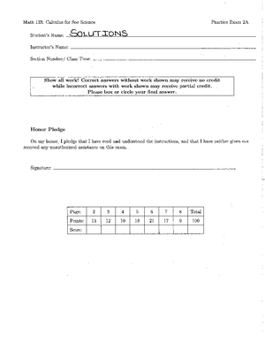 4. Math 133 Practice Exam 1B Solutions - Student’s Name: Instructor’s ...