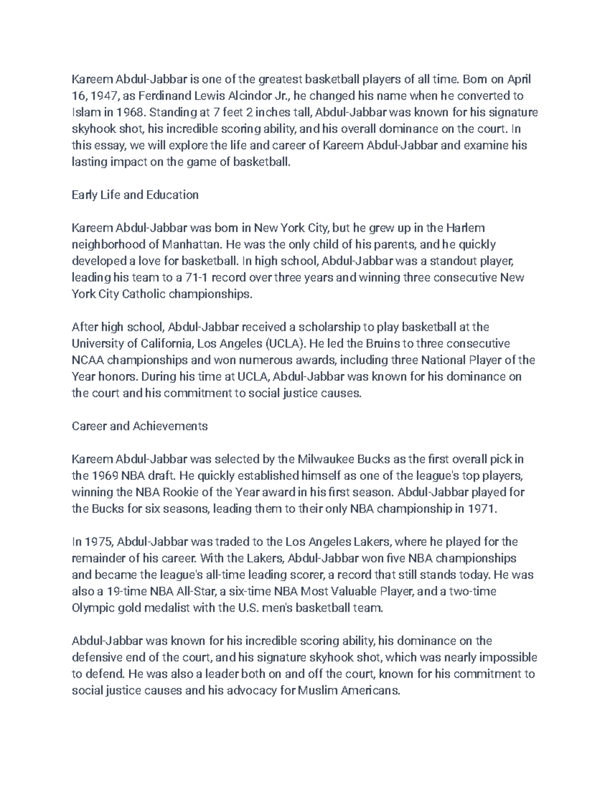 Kareem Abdul Jabbar - Kareem Abdul-Jabbar is one of the greatest ...