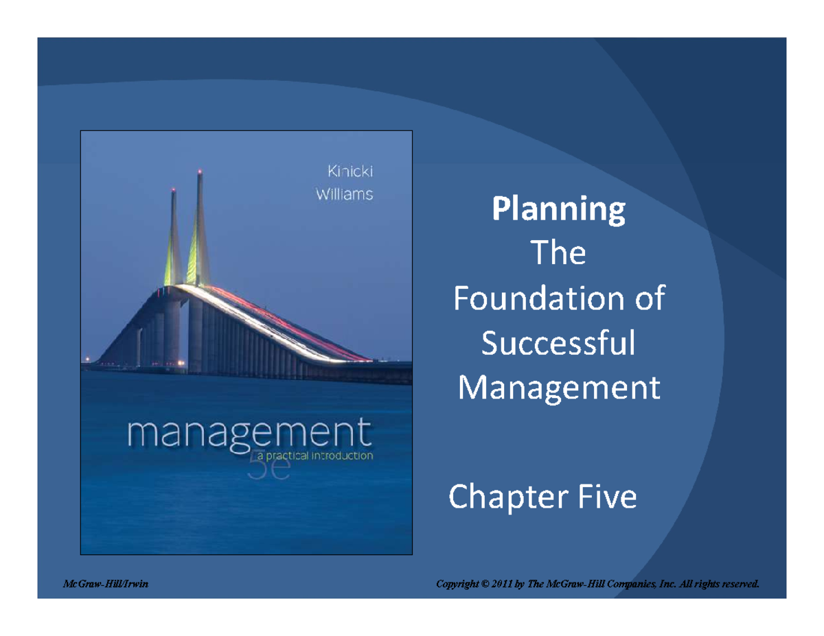 Principle oF Management - Chapter Five Planning The Foundation of ...