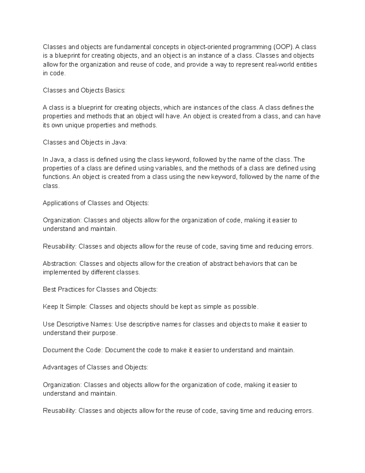 Classes And Objects A Class Is A Blueprint For Creating Objects And 8095