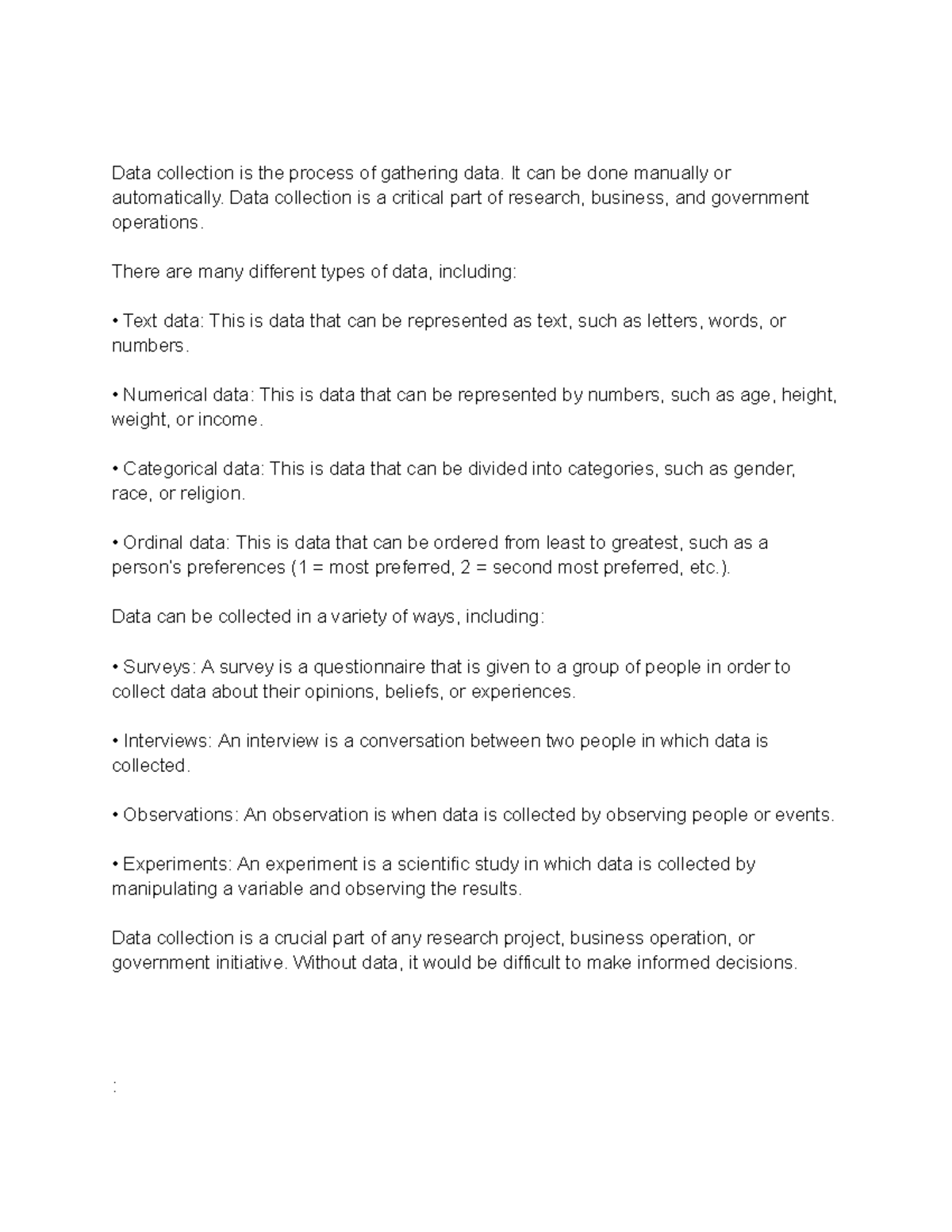 Biostatistics For The Health Sciences course outline - Data collection ...