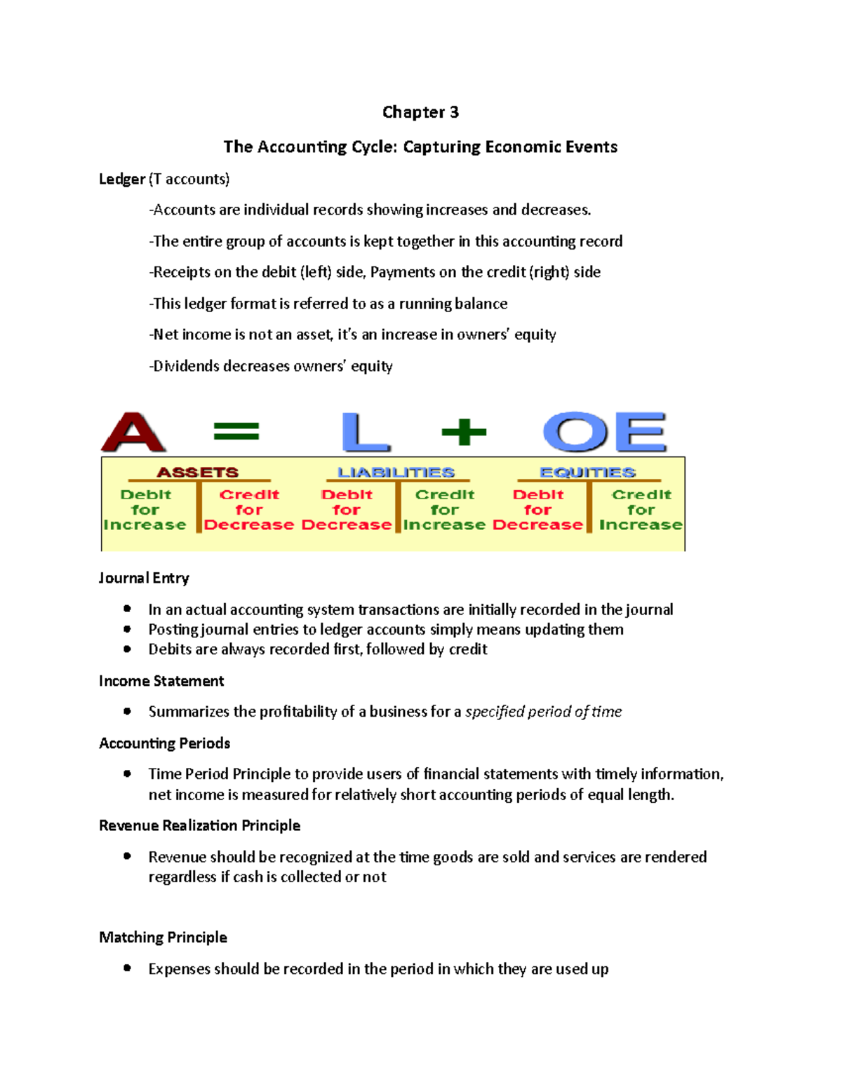 Chapter 3 - Lecture notes 4 - Chapter 3 The Accounting Cycle: Capturing ...
