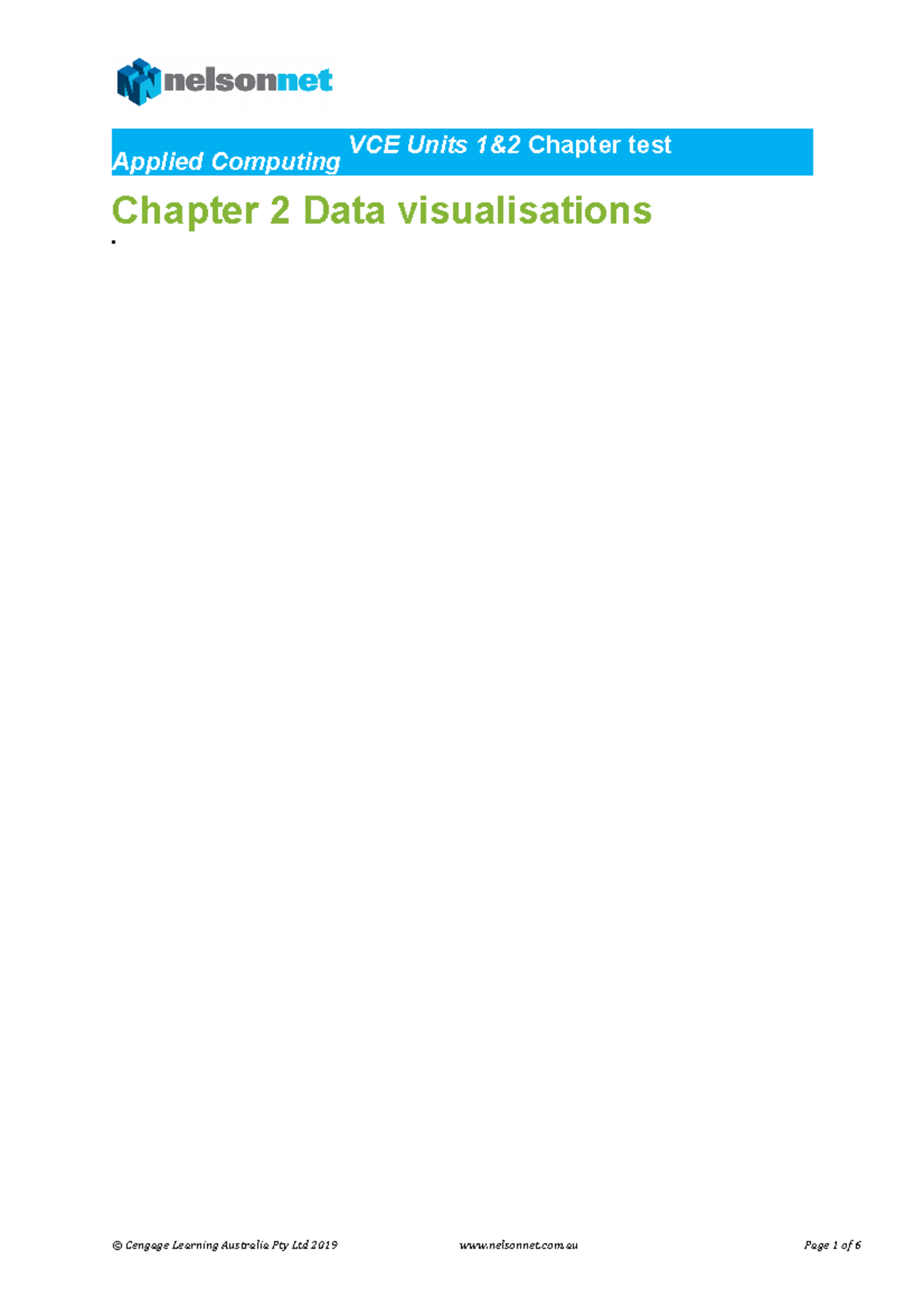 Chapter 2 test - sdsd - Applied Computing VCE Units 1&2 Chapter test ...