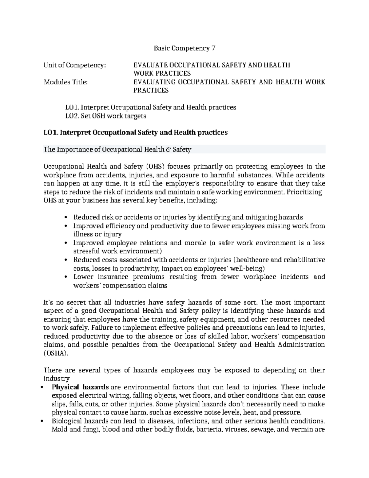 B7 - to be used for extension work - Basic Competency 7 Unit of ...