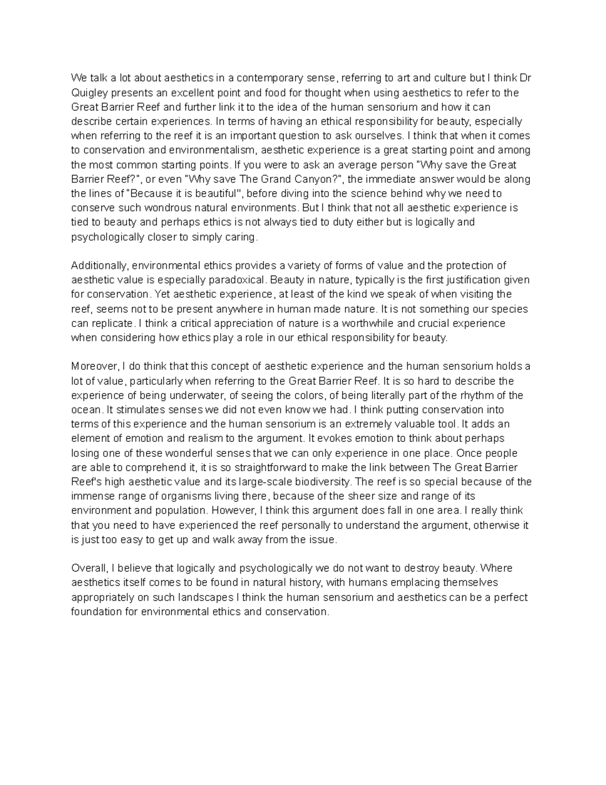 Reflection on the Human Sensorium and Aesthetics as an Ideal Basic for ...