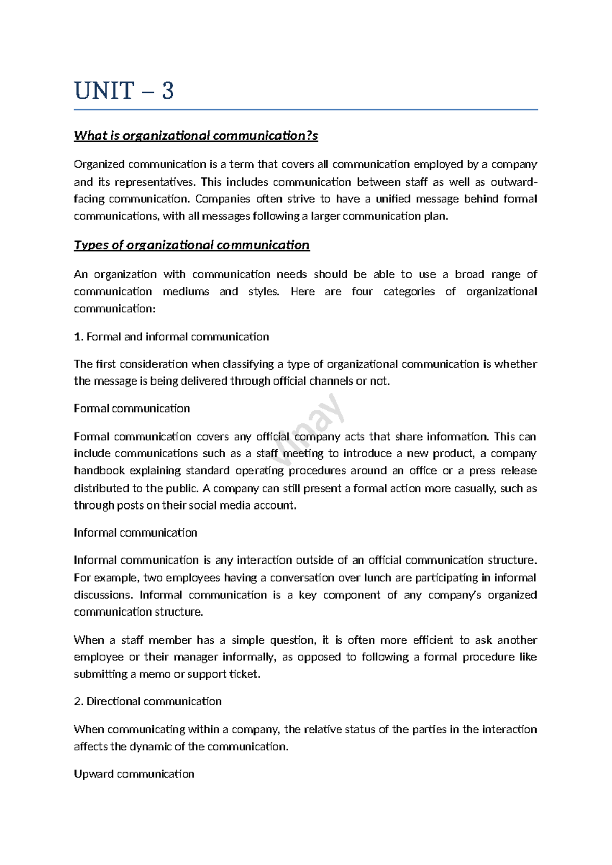 OB unit-3 A - OB unita - UNIT – 3 What is organizational communication ...