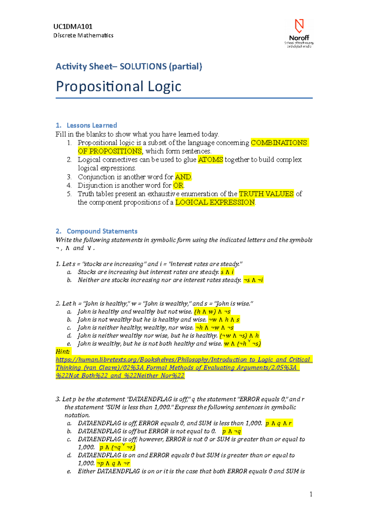 Tutorial 4 Fasit Uc1dma Discrete Mathematics Activity Sheet Solutions Partial 2556