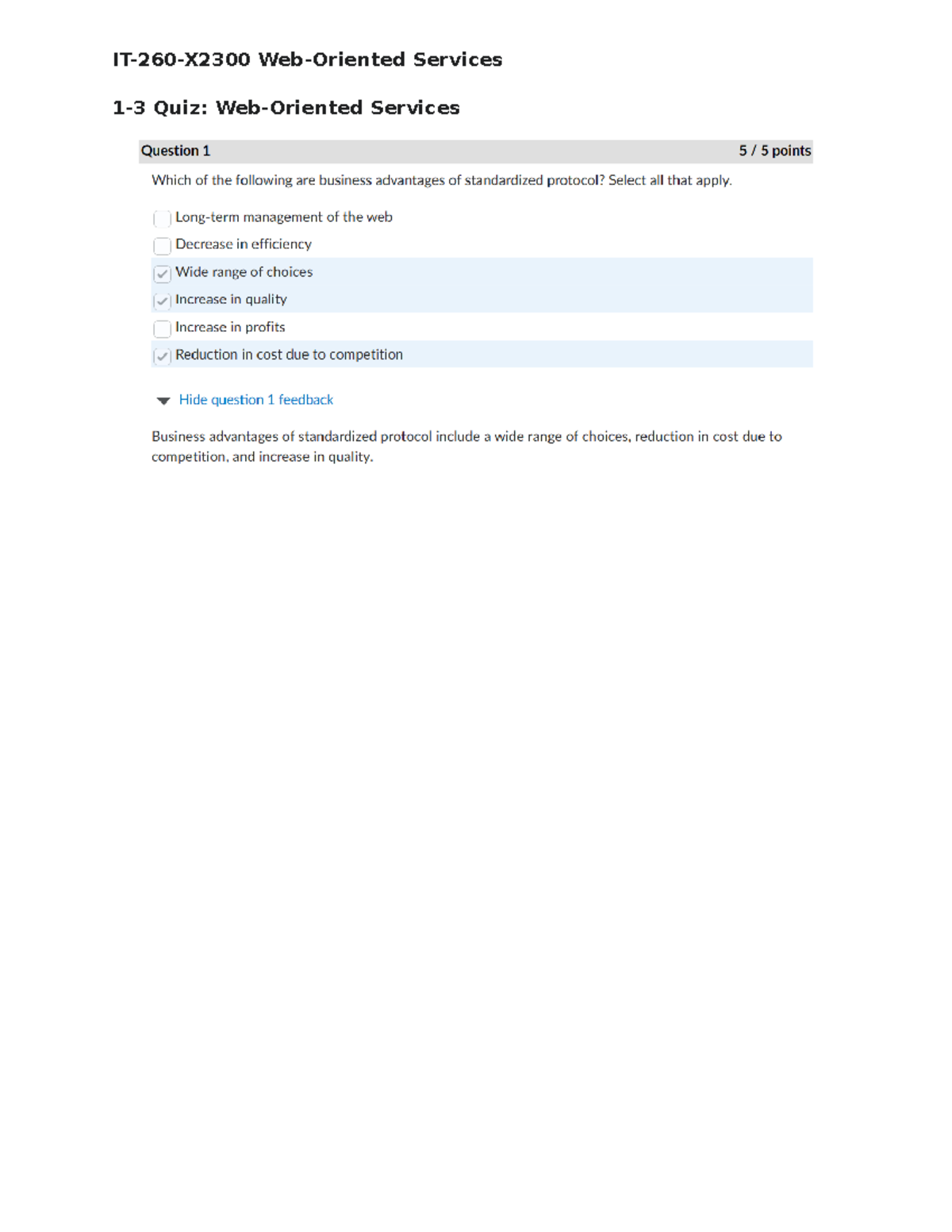 1 -3 Quiz Web-Oriented Services - IT260 - IT-260-X2300 Web-Oriented Services 1-3 Quiz: Web ...