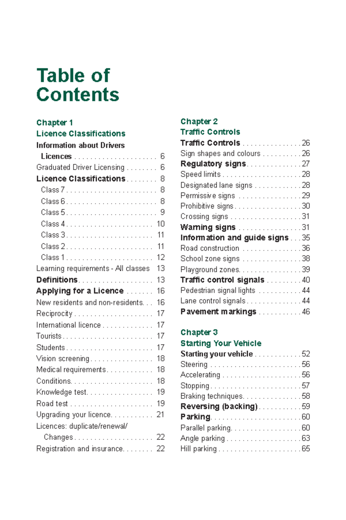 Basic manual - Table of Licence Classifications Handling Emergency ...