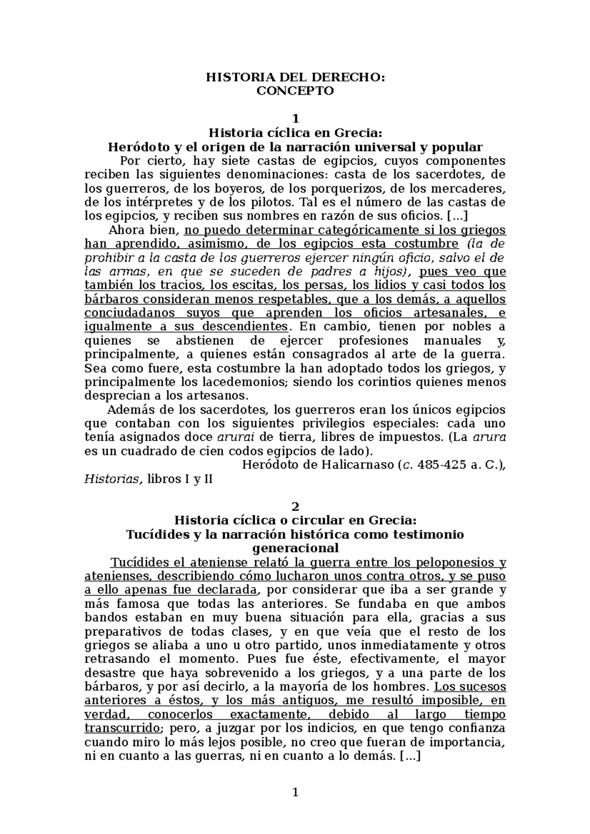 Textos de Historia del Derecho. Lección 1ª. Concepto. Cuestiones ...