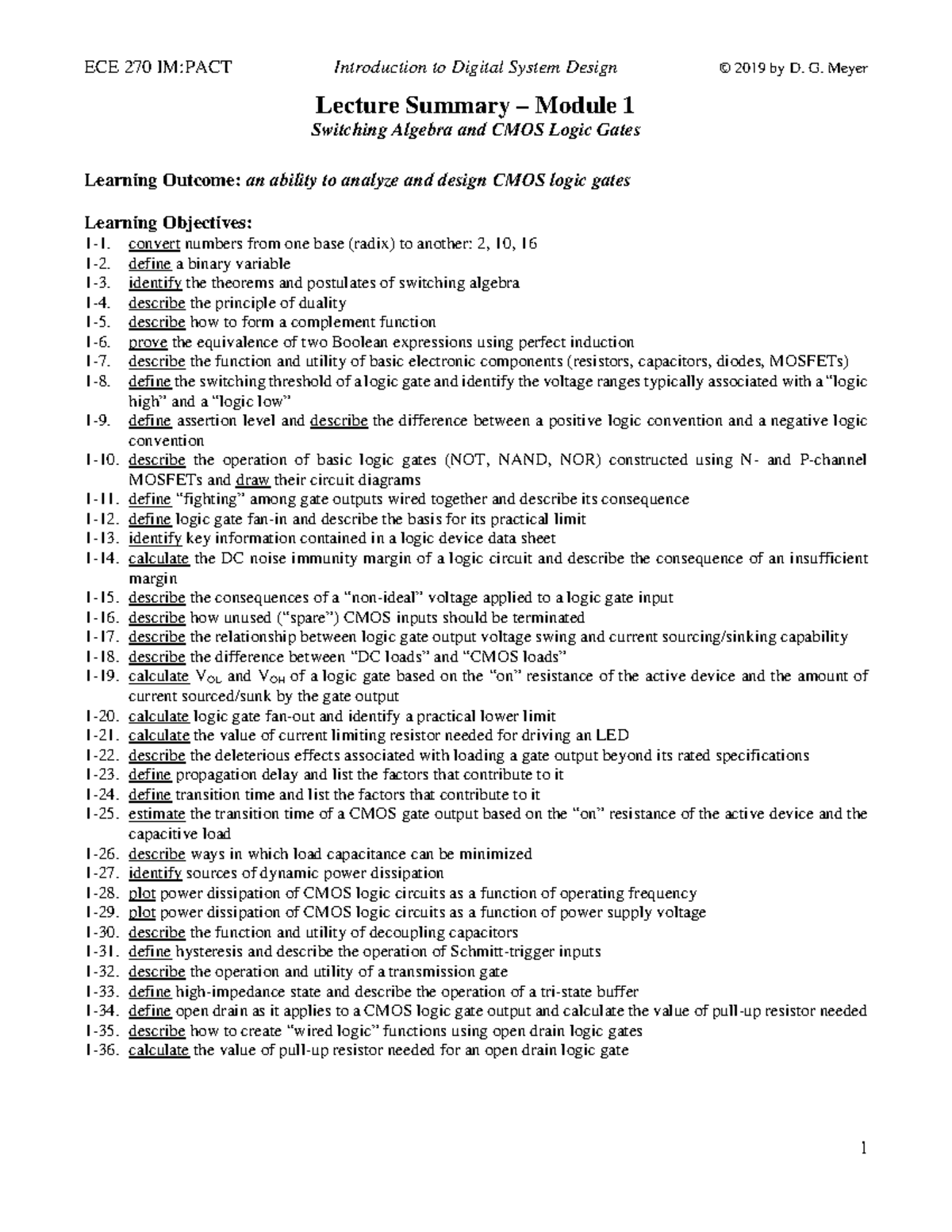 Lecture Summary – Module 1 - Lecture Summary – Module 1 Switching ...
