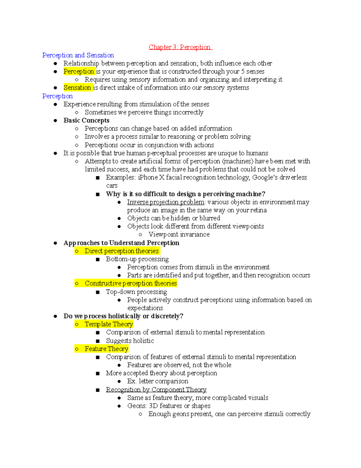 Chapter 3 Perception - Meeks - Chapter 3: Perception Perception and ...
