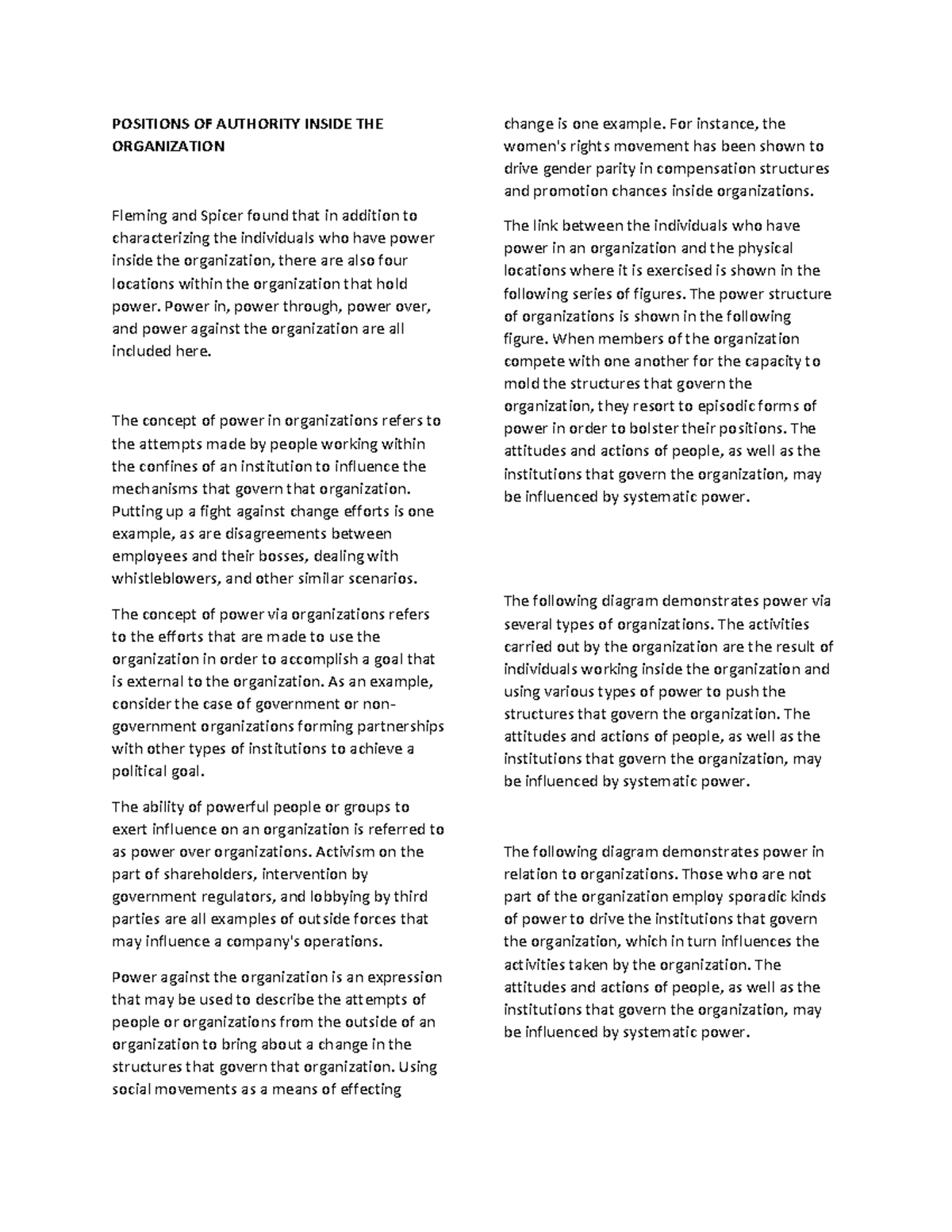Positions OF Authority Inside THE Organization - POSITIONS OF AUTHORITY ...