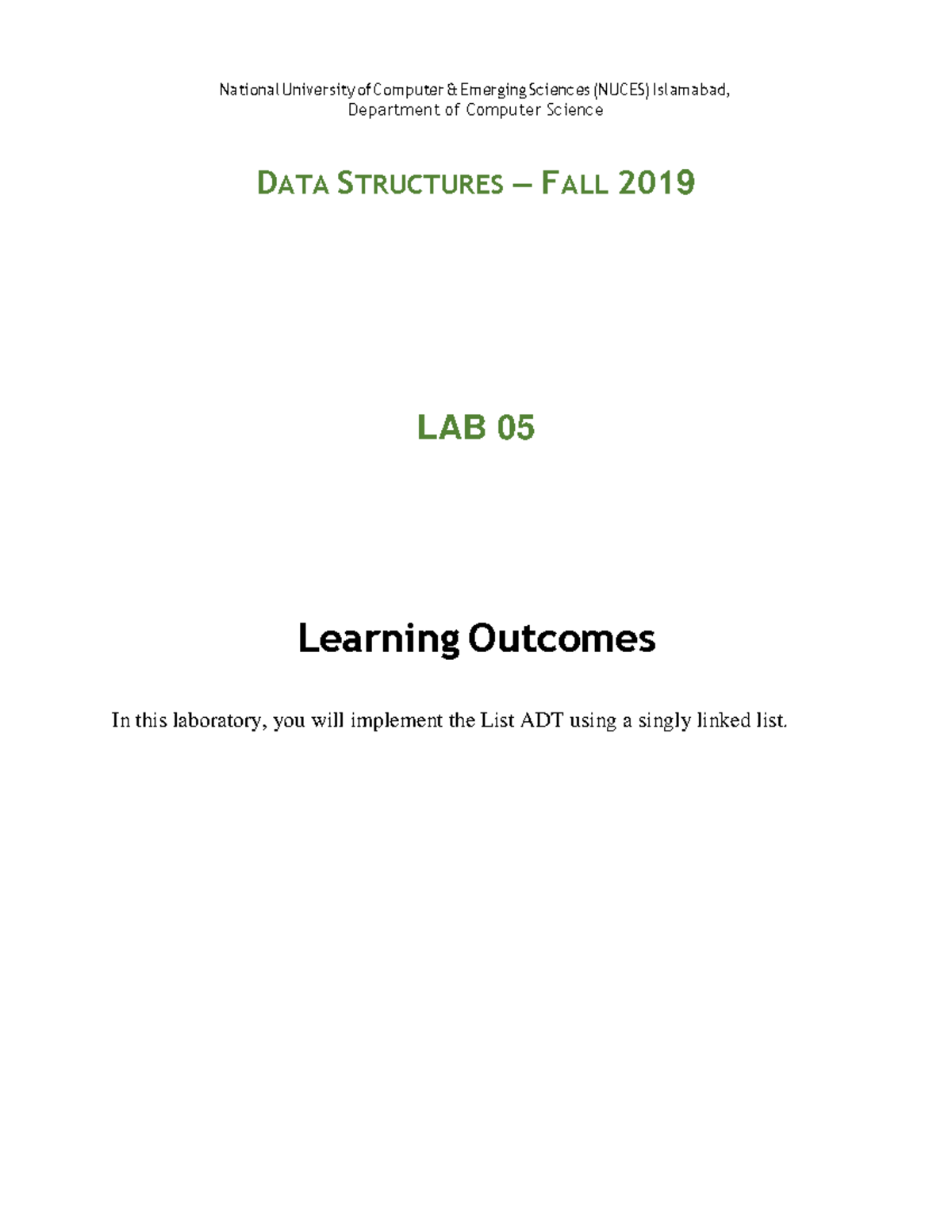Ds Lab 5 This Lab Work For Ds Department Of Computer Science Data Structures Fall 2019 Lab