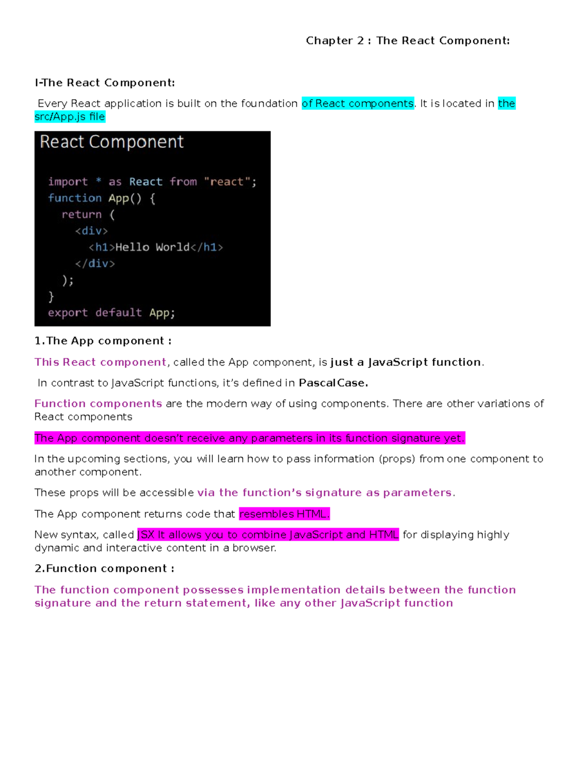 Ch2 The React Component - Chapter 2 : The React Component: I-The React Component: Every React ...