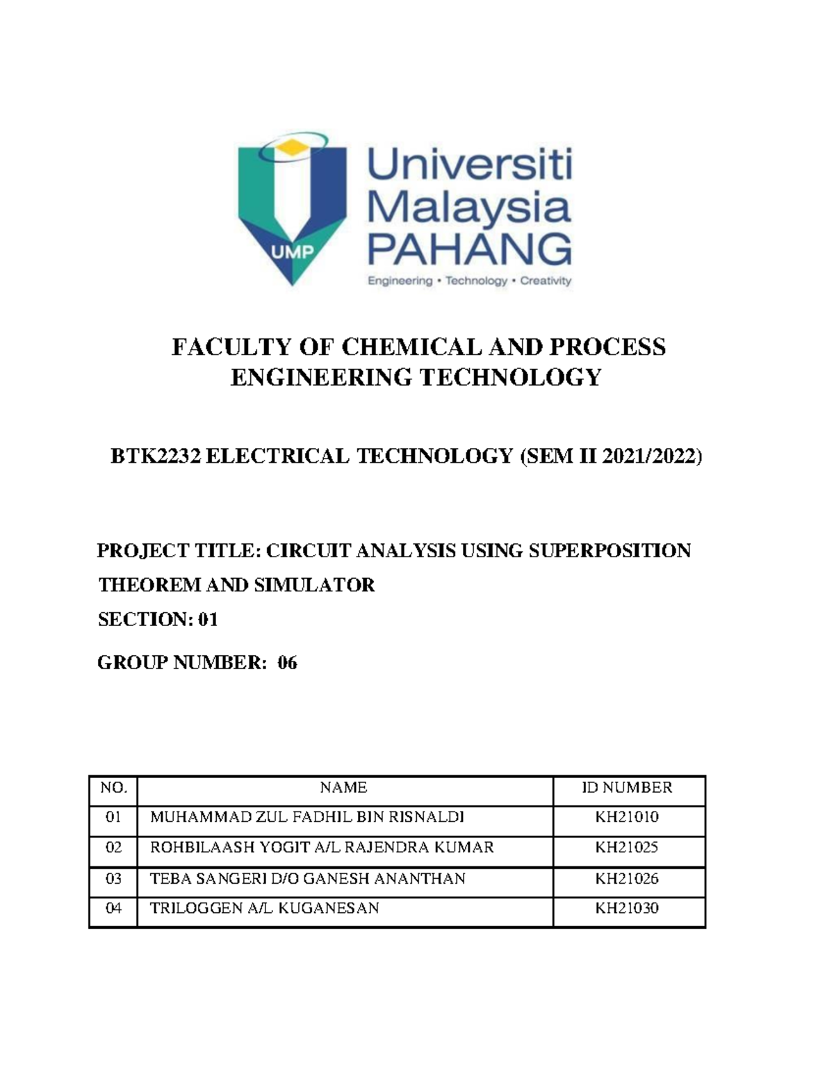 CIRCUIT ANALYSIS USING SUPERPOSITION - FACULTY OF CHEMICAL AND PROCESS ENGINEERING TECHNOLOGY ...