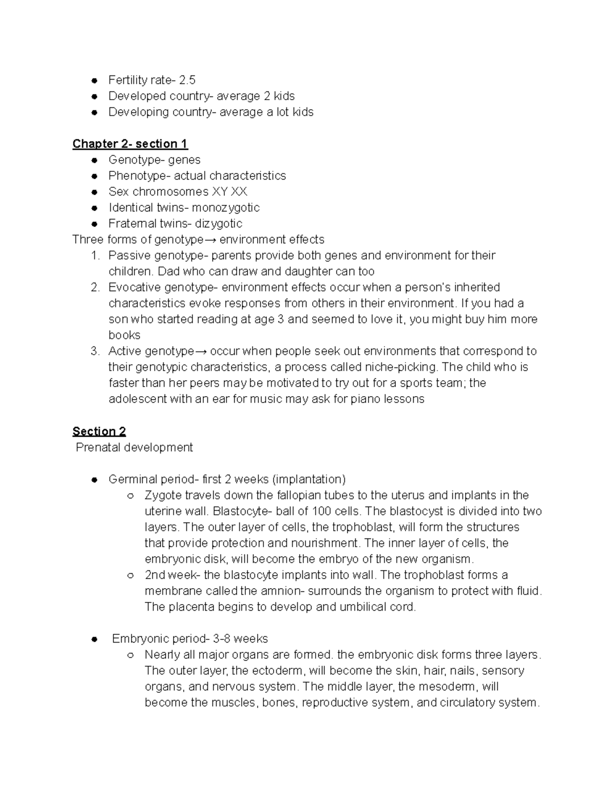 Child Development notes - Fertility rate- 2. Developed country- average ...