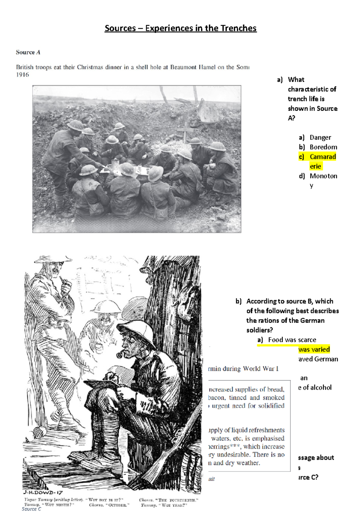 3. Sources trench experiences - Sources – Experiences in the Trenches a ...