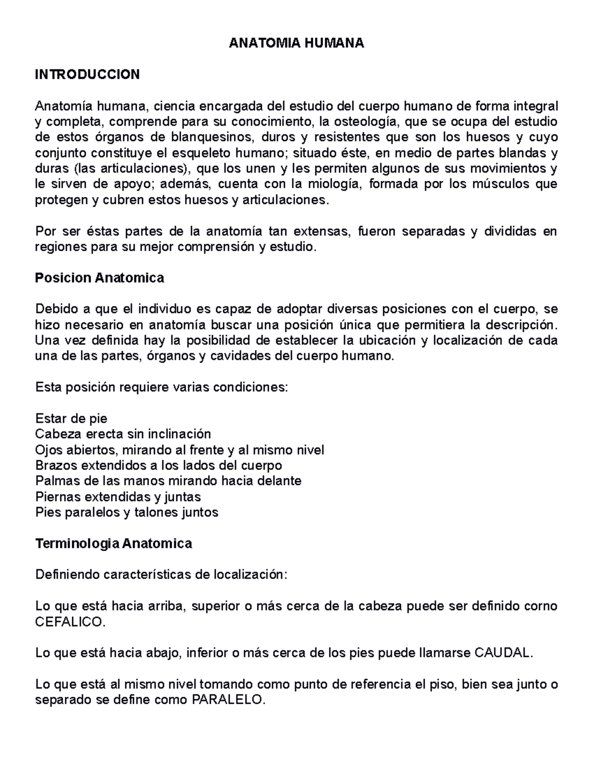 Anatomia - sistemas del cuerpo - ANATOMIA HUMANA INTRODUCCION Anatomía ...