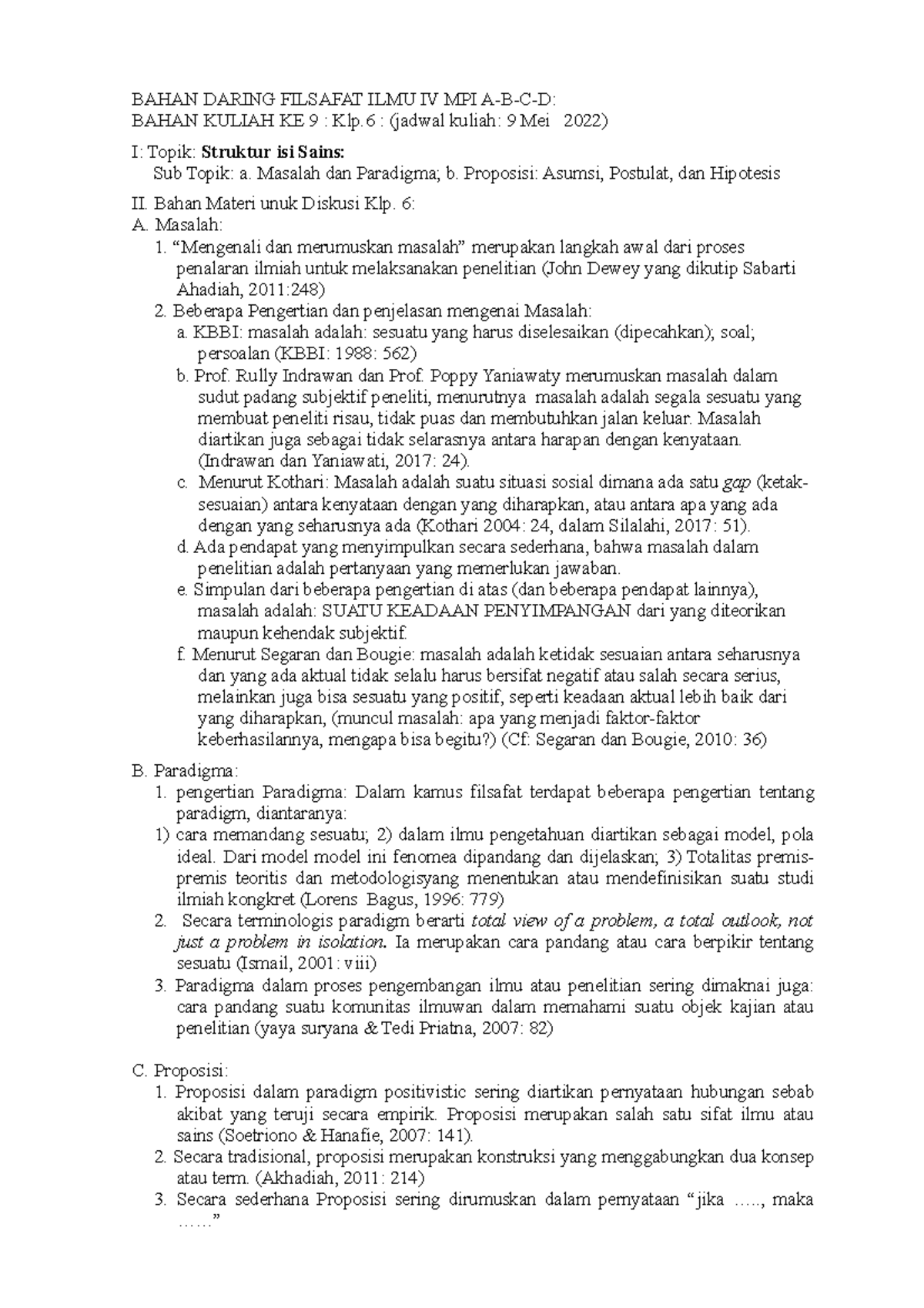 Bahan KLP.6 FILS. ILMU IV MPI 2022 - BAHAN DARING FILSAFAT ILMU IV MPI A-B-C-D: BAHAN KULIAH KE ...