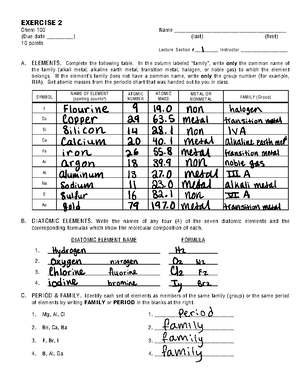 Assignment-Atoms-ion, periodic table - Problem Set #2 – Atoms and Elements Name Part 1. Class ...